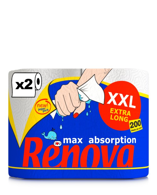 RENOVA | Kitchen Towels Max Absorption XXL Paper Pack 2R | Paper Towels