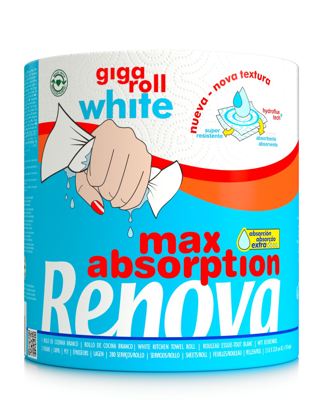 RENOVA | Giga Rolo Max Absorption White Renova | Rolos de Cozinha